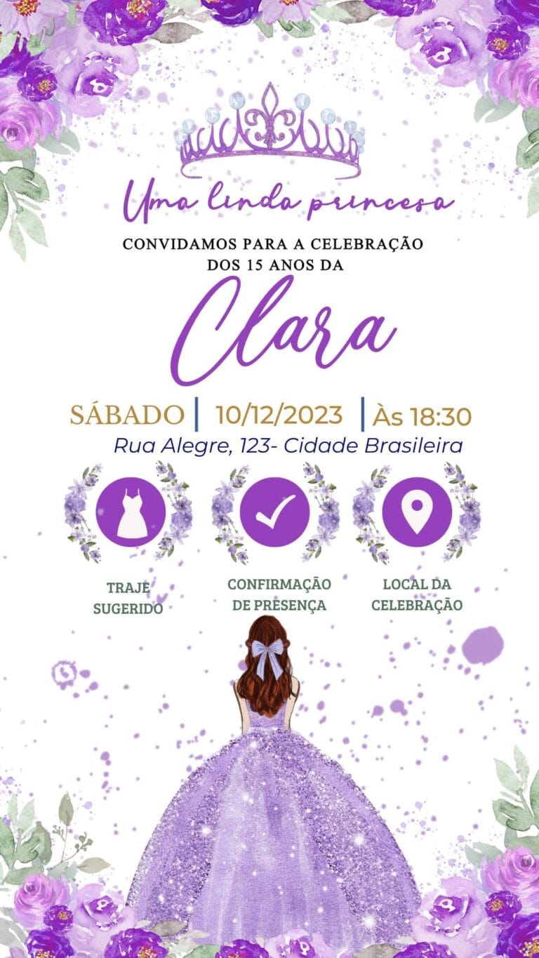 Convite de Quinze Anos para Editar Grátis